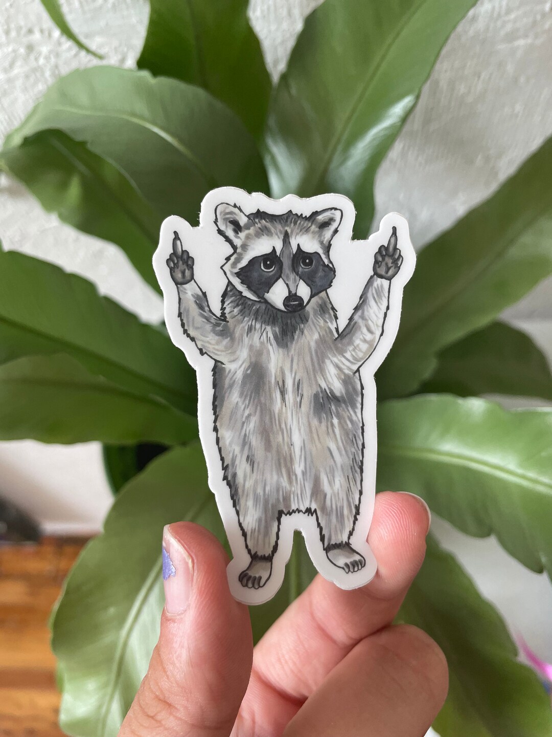 Raccoon Vinyl Sticker Raccoon Middle Finger Sticker - Etsy
