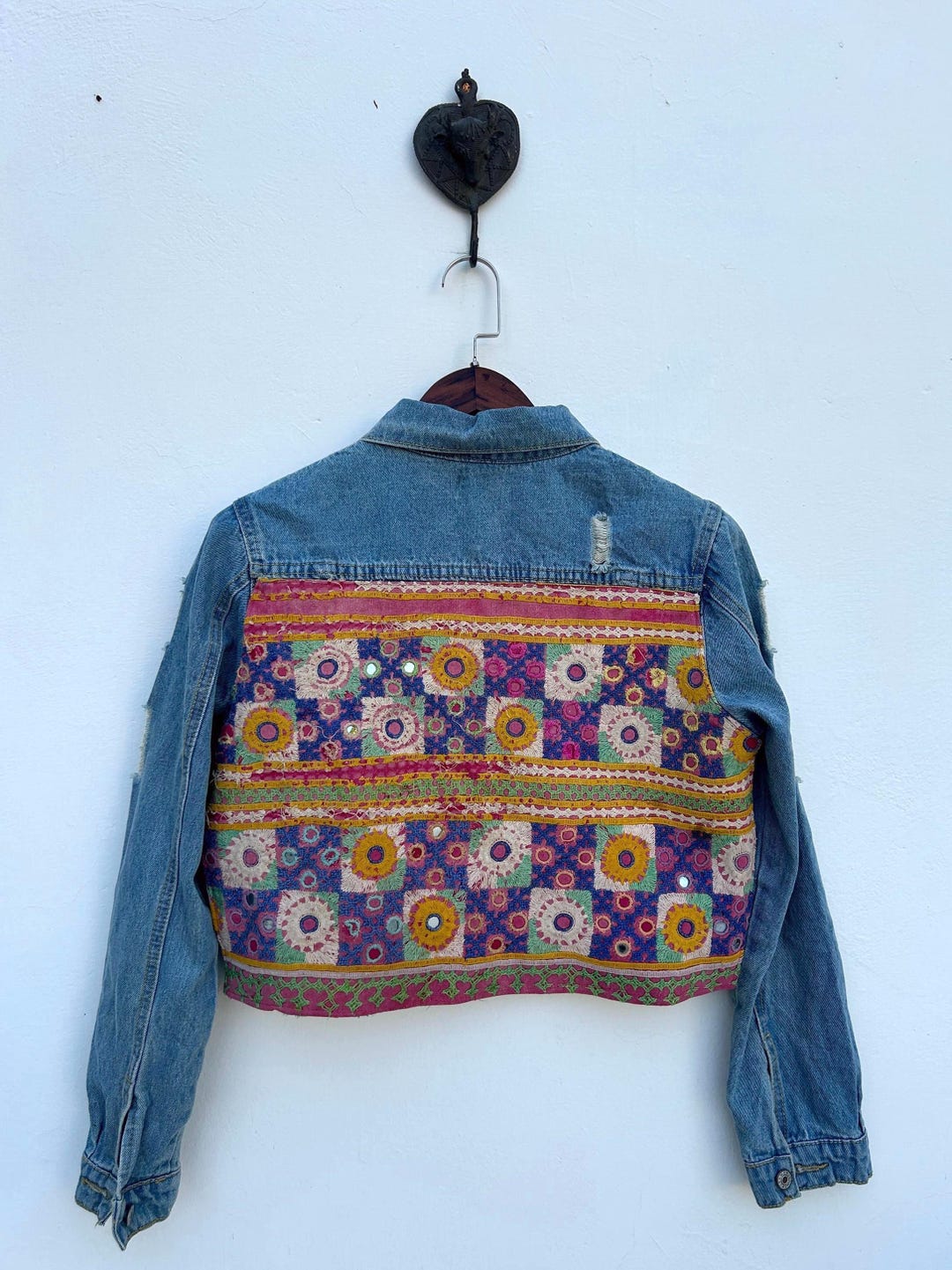 Patchwork Denim Jacket / Embroidered Jean Jacket / Boho Unique Jacket ...