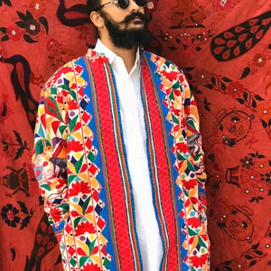Rainbow Patchwork Jacket Men / Multicoloured Embroidered Coat / Boho ...