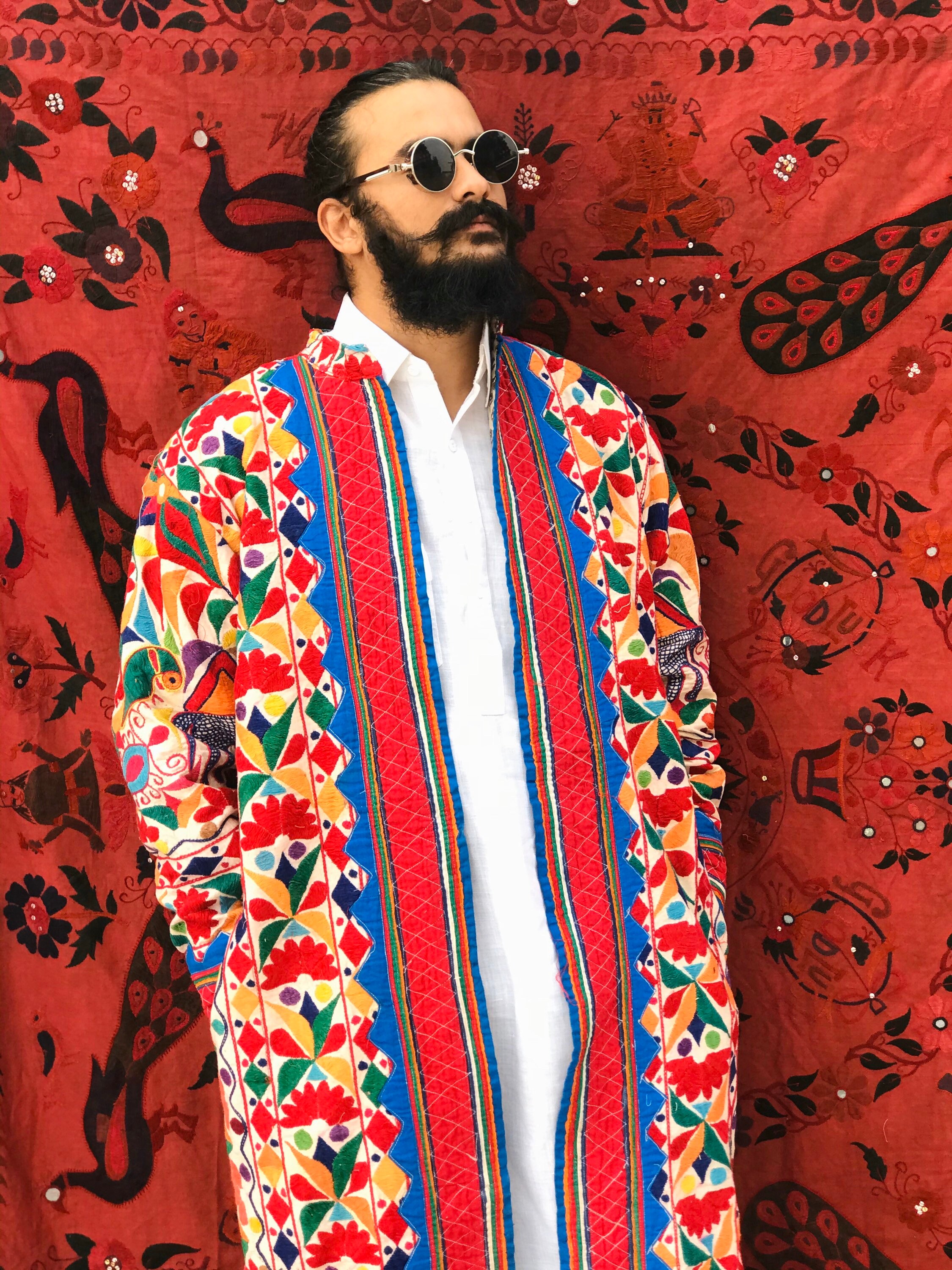 Rainbow Patchwork jacket men / multicoloured embroidered coat | Etsy