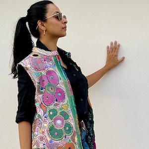 Unique Duster Coat for Women , Multicolored Sleeveless Long Vest Coat ...