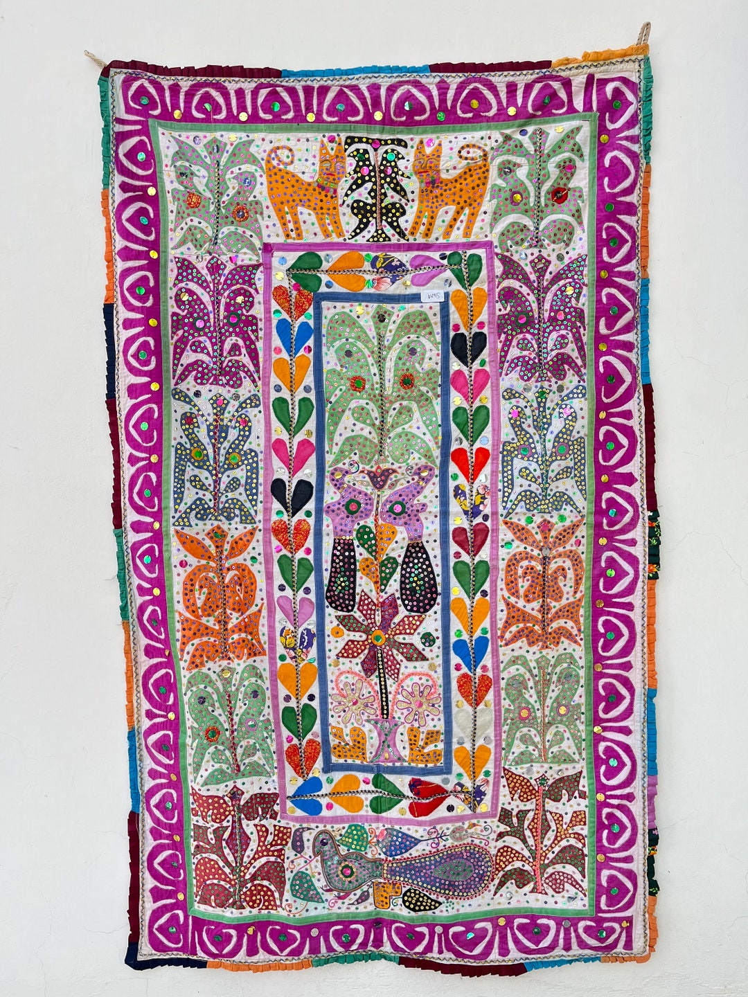 Unique Wall Folk Art Eclectic Home Wall Decor, Embroidered Hand ...