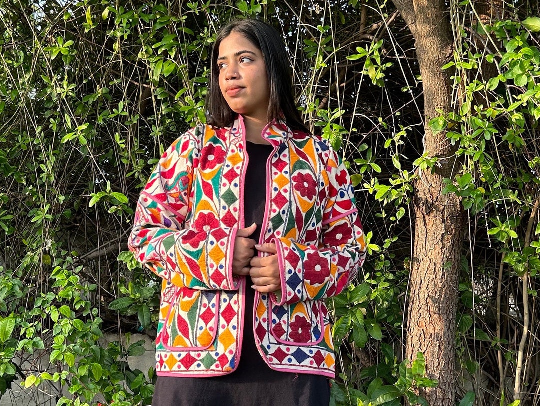 Embroidered Floral Unique Boxy Jacket for Women , Bohemian Festival ...