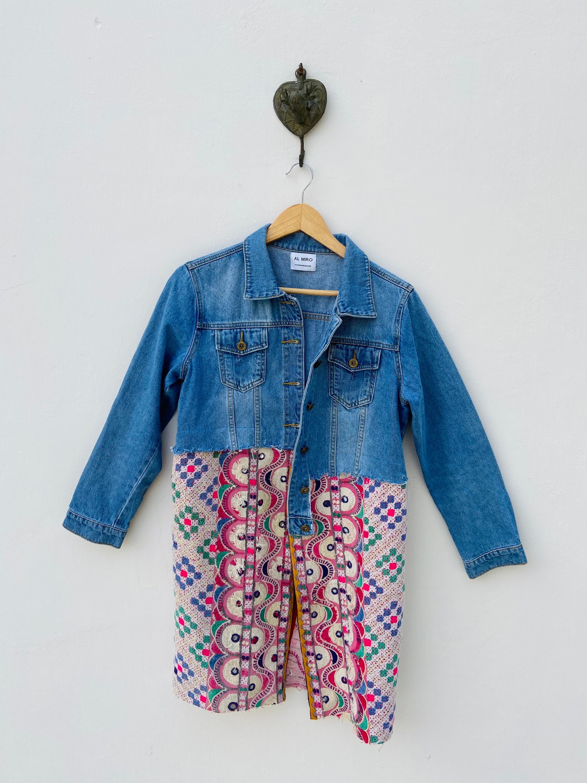 Patchwork Denim Jacket / Embroidered Jean Jacket / Boho Unique | Etsy