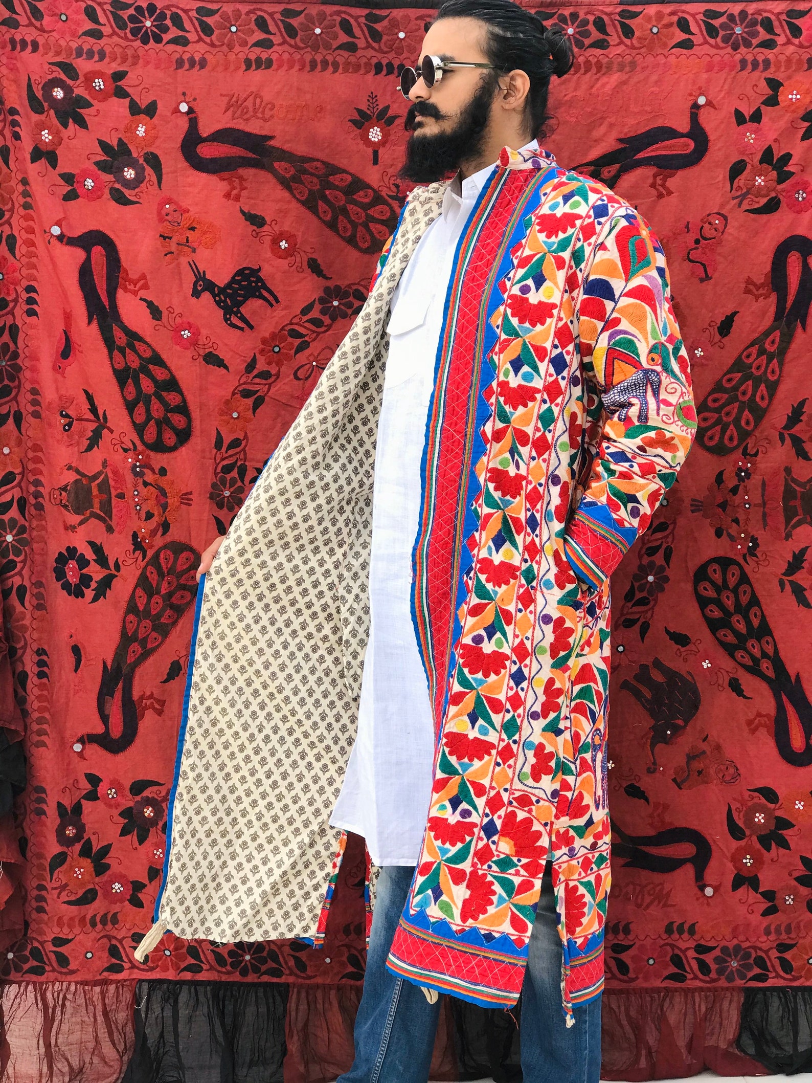 Rainbow Patchwork jacket men / multicoloured embroidered coat | Etsy