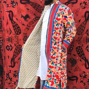 Rainbow Patchwork Jacket Men / Multicoloured Embroidered Coat / Boho ...