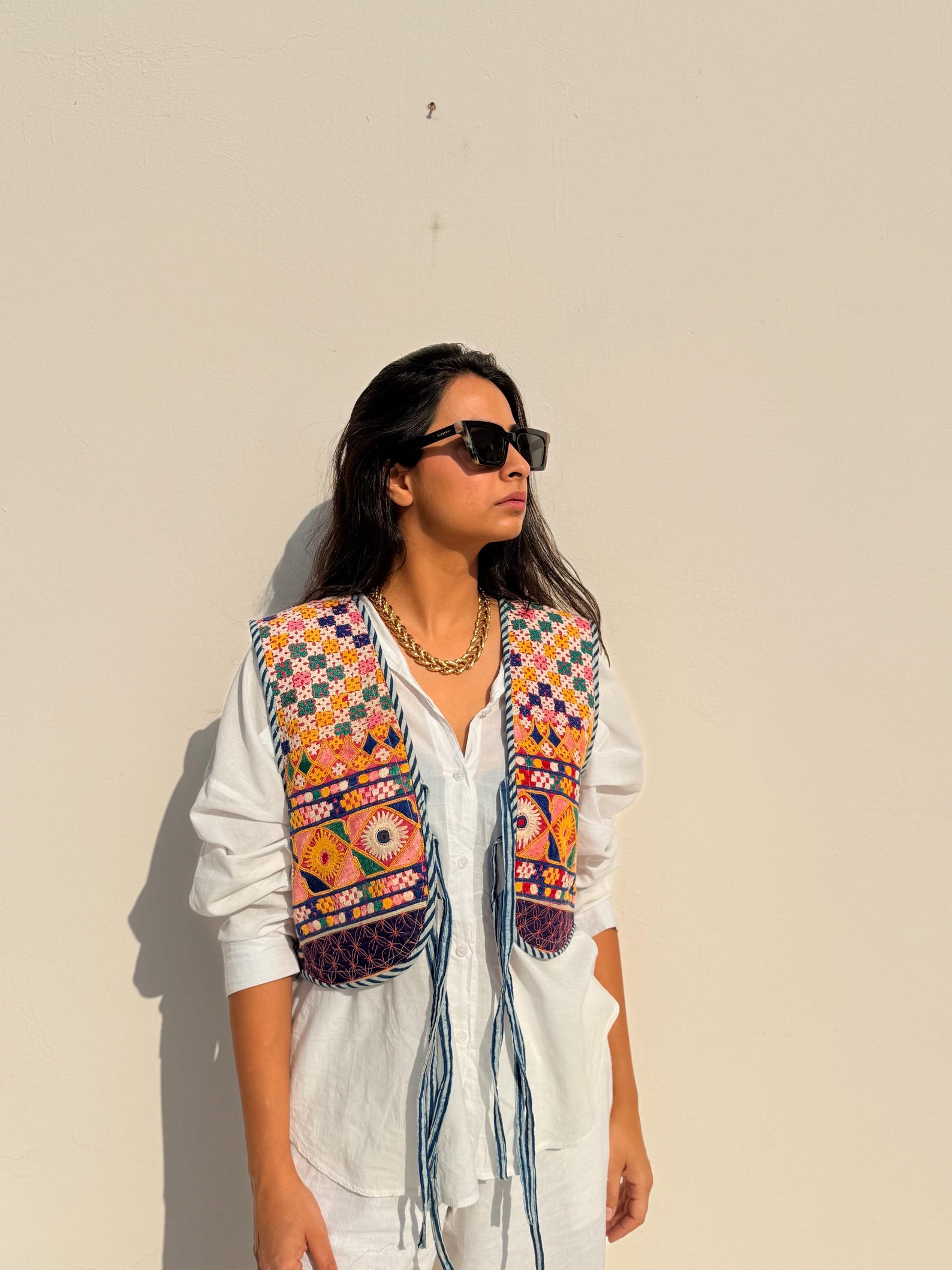 Boho Chic Women Waistcoat/ Geometric Embroidered Multicoloured ...