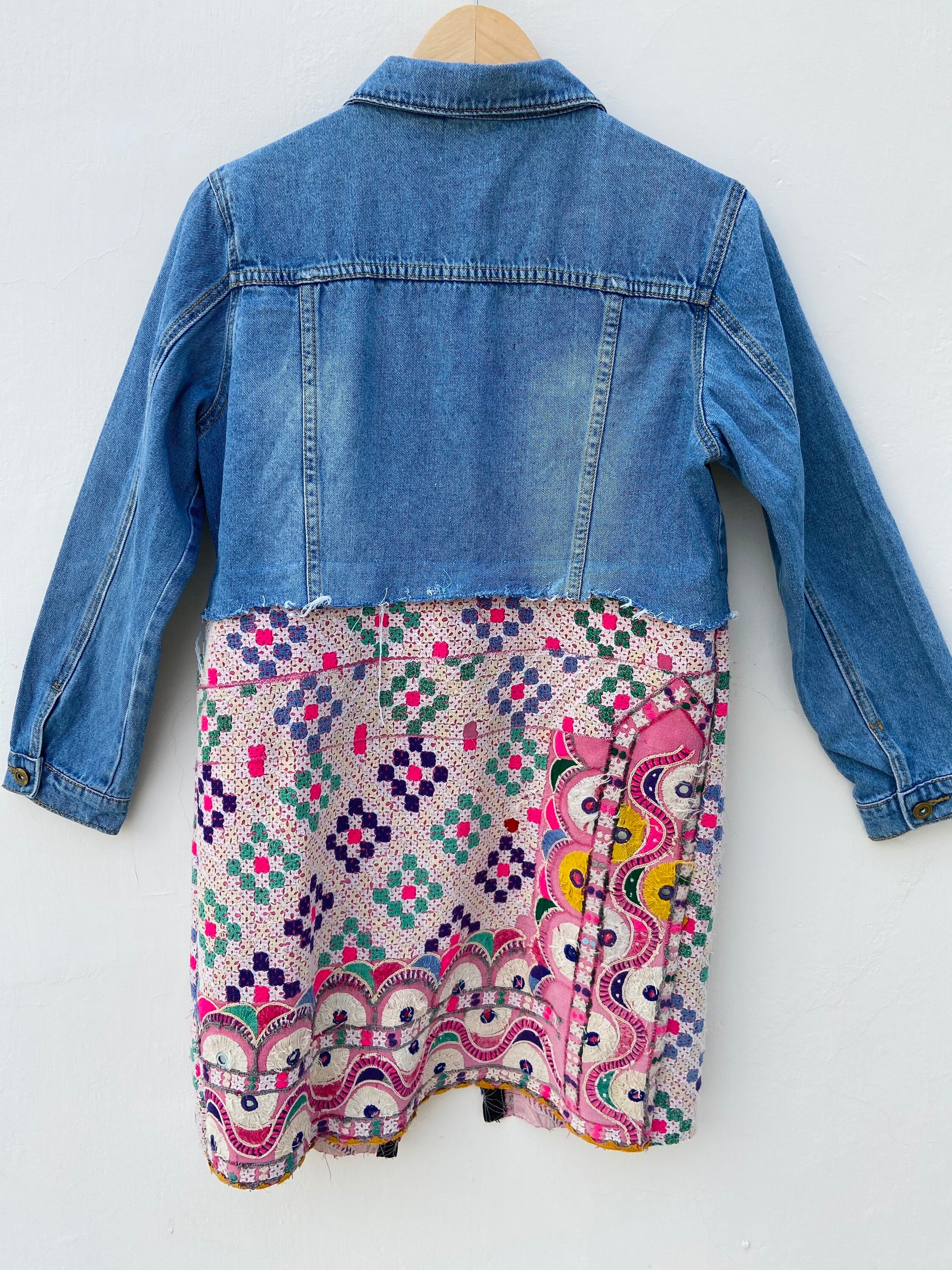 Patchwork Denim Jacket / Embroidered Jean Jacket / Boho Unique | Etsy