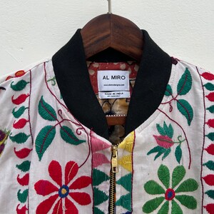 Unique Multicolor Boho Chic Bomber Jacket / Flora Fauna Eclectic Street Wear Vintage Jacket ...