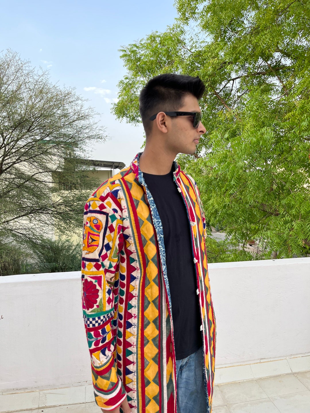 Embroidered Coat, Boho Duster Coat, Handmade Jacket , Bohemian Coat Men ...