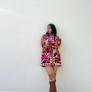 Authentic Folk Art Cotton Flower Jacket, Handmade Jacket , Bohemian ...