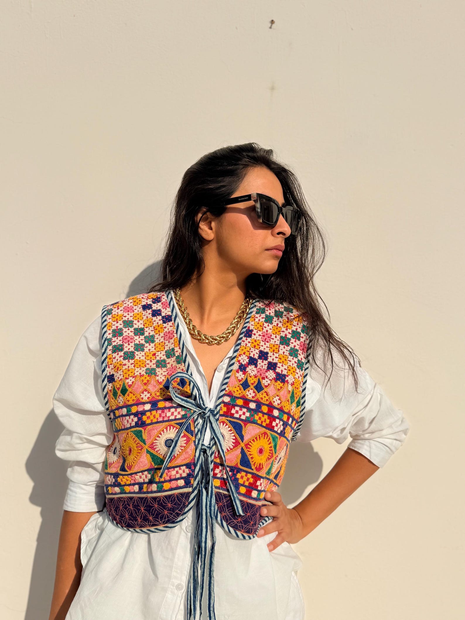 Boho Chic Women Waistcoat/ Geometric Embroidered Multicoloured ...