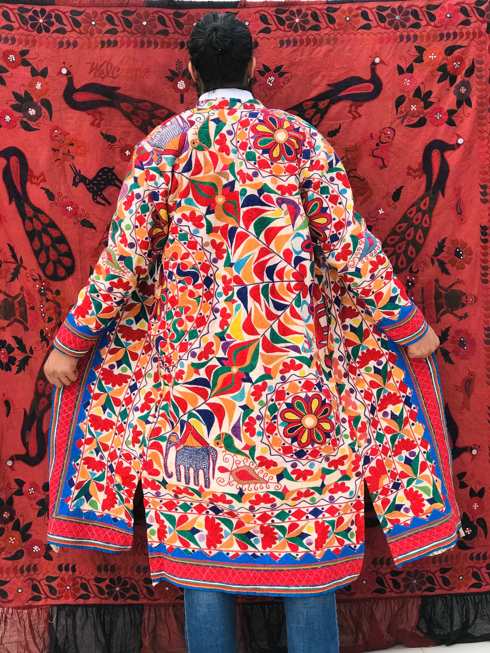 Rainbow Patchwork Jacket Men / Multicoloured Embroidered Coat - Etsy