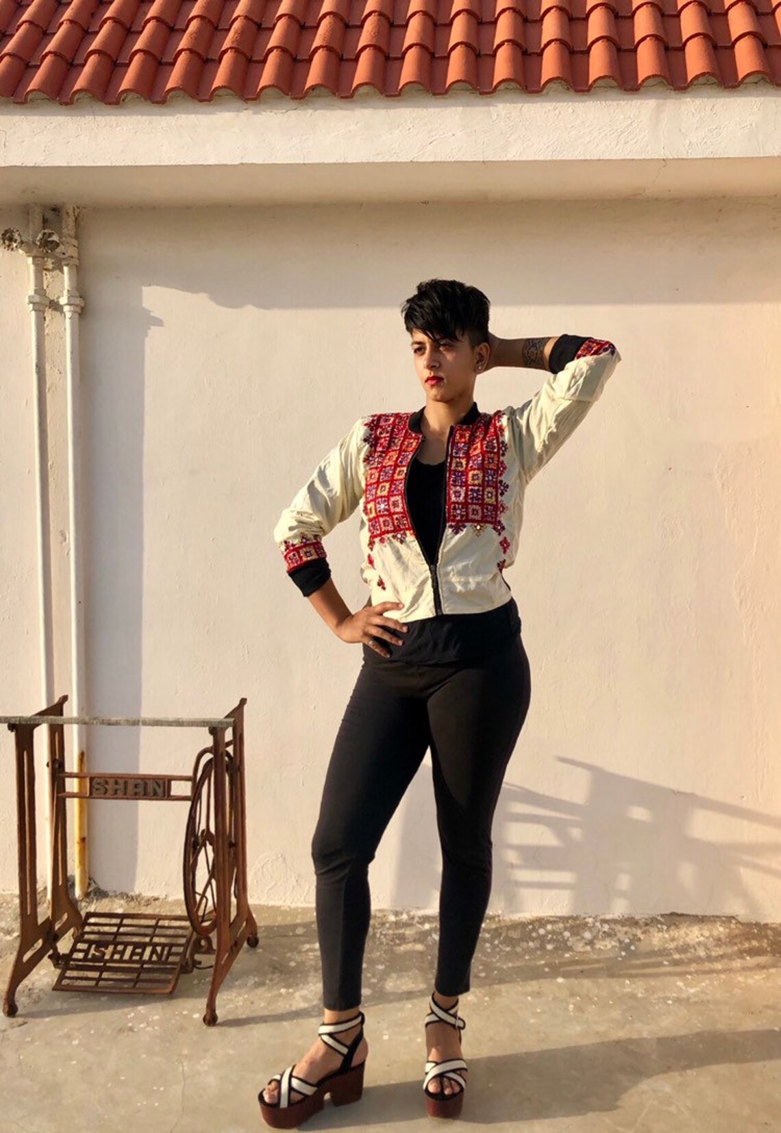 Embroidery detail bomber jacket embellished jacket boho | Etsy