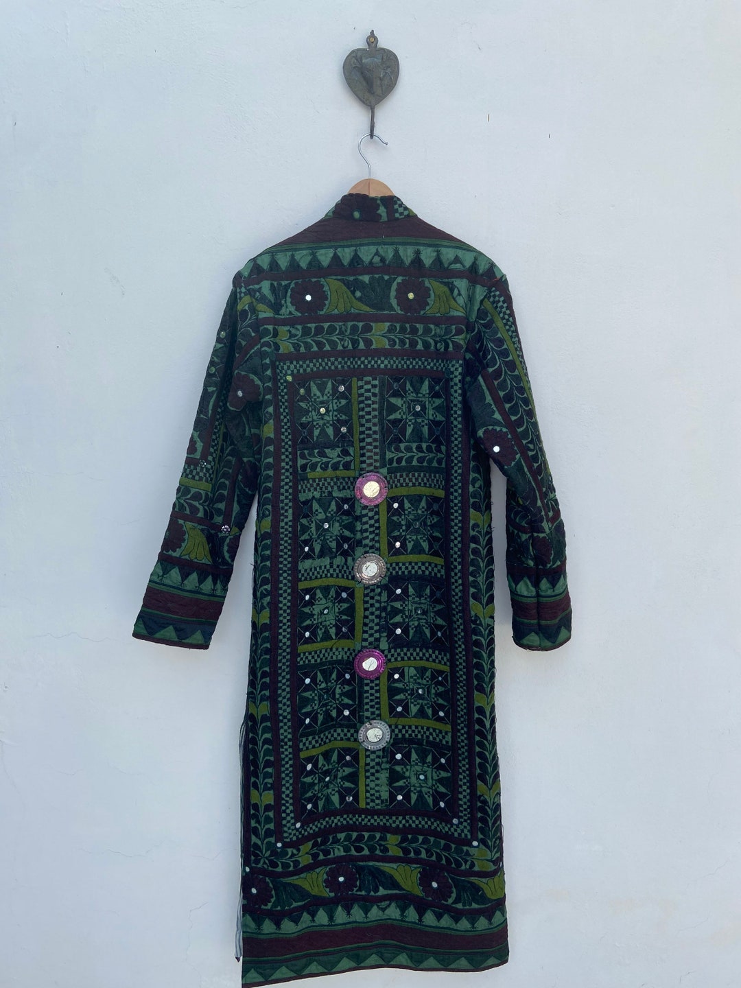 Partywear Duster Coat for Men,patchwork Green Quilted Fall Coat ...