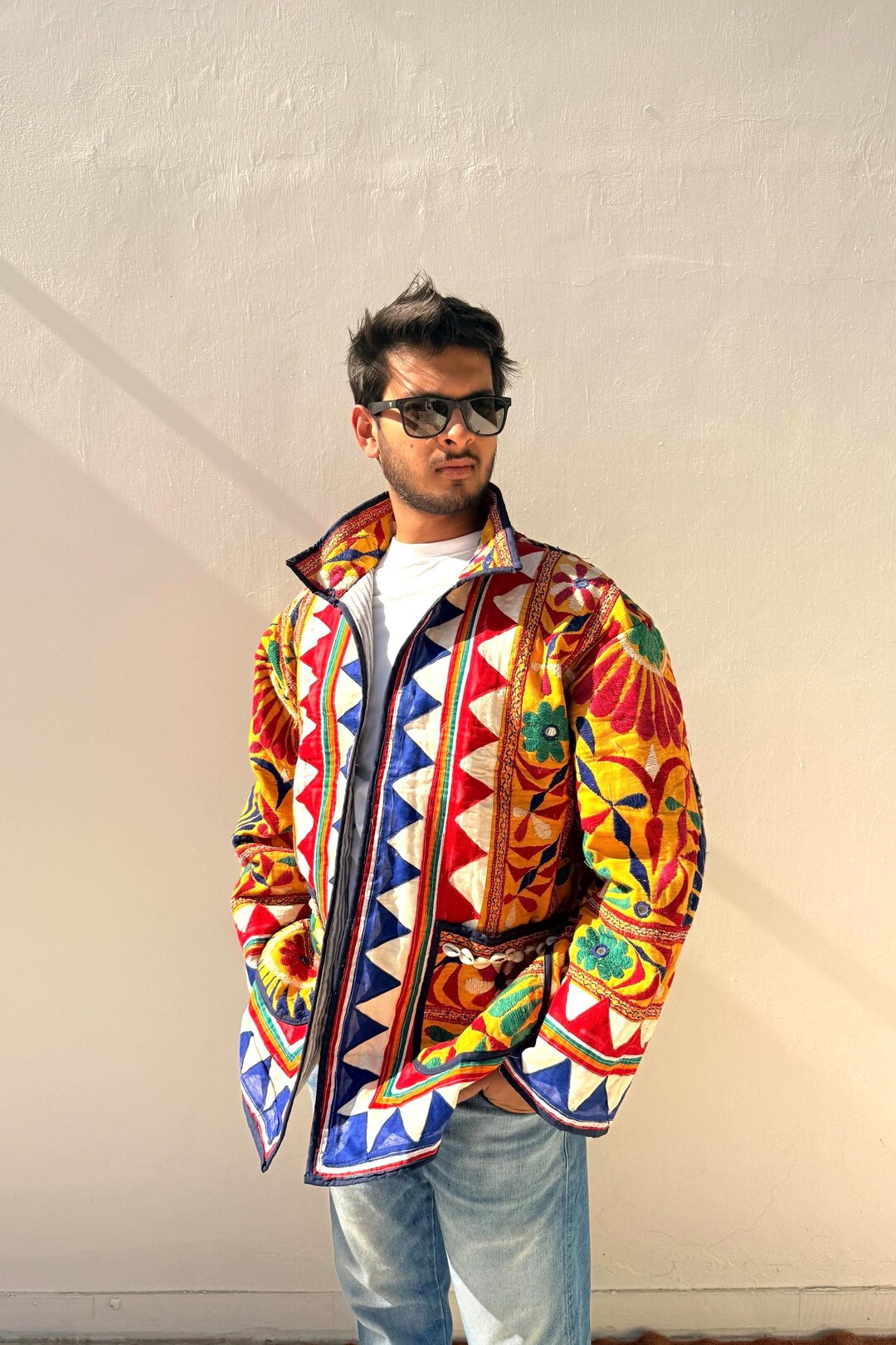 Embroidered Floral Unique Boxy Jacket for Men & Women , Boho Chic ...