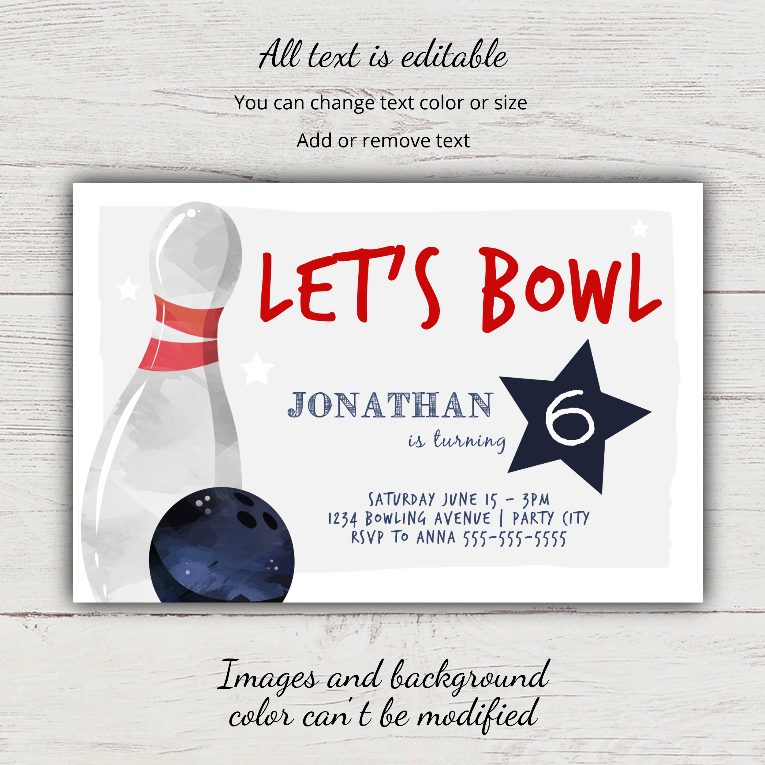 Bowling Party Invitation INSTANT DOWNLOAD | Bowling Birthday Invitation ...
