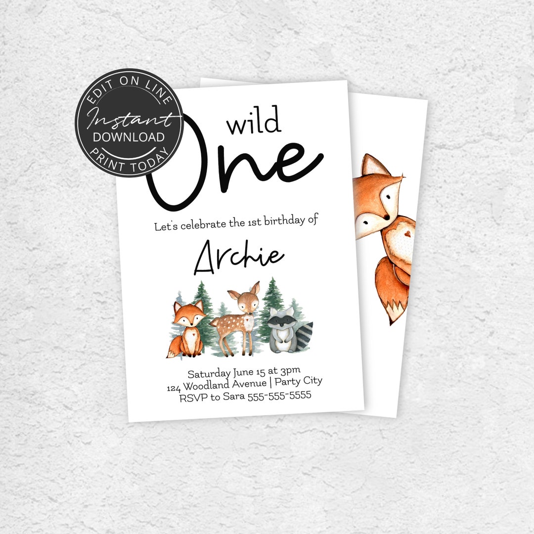 Wild One Birthday Boy Invitation | First Birthday Invitation Boy ...
