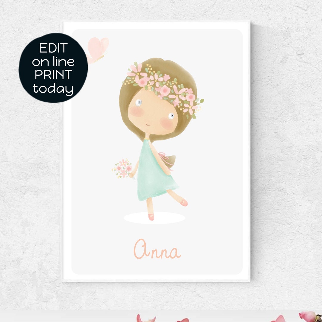 Girl Room Decor, Nursery Decor for Girl, Printable Wall Art, Watercolor ...