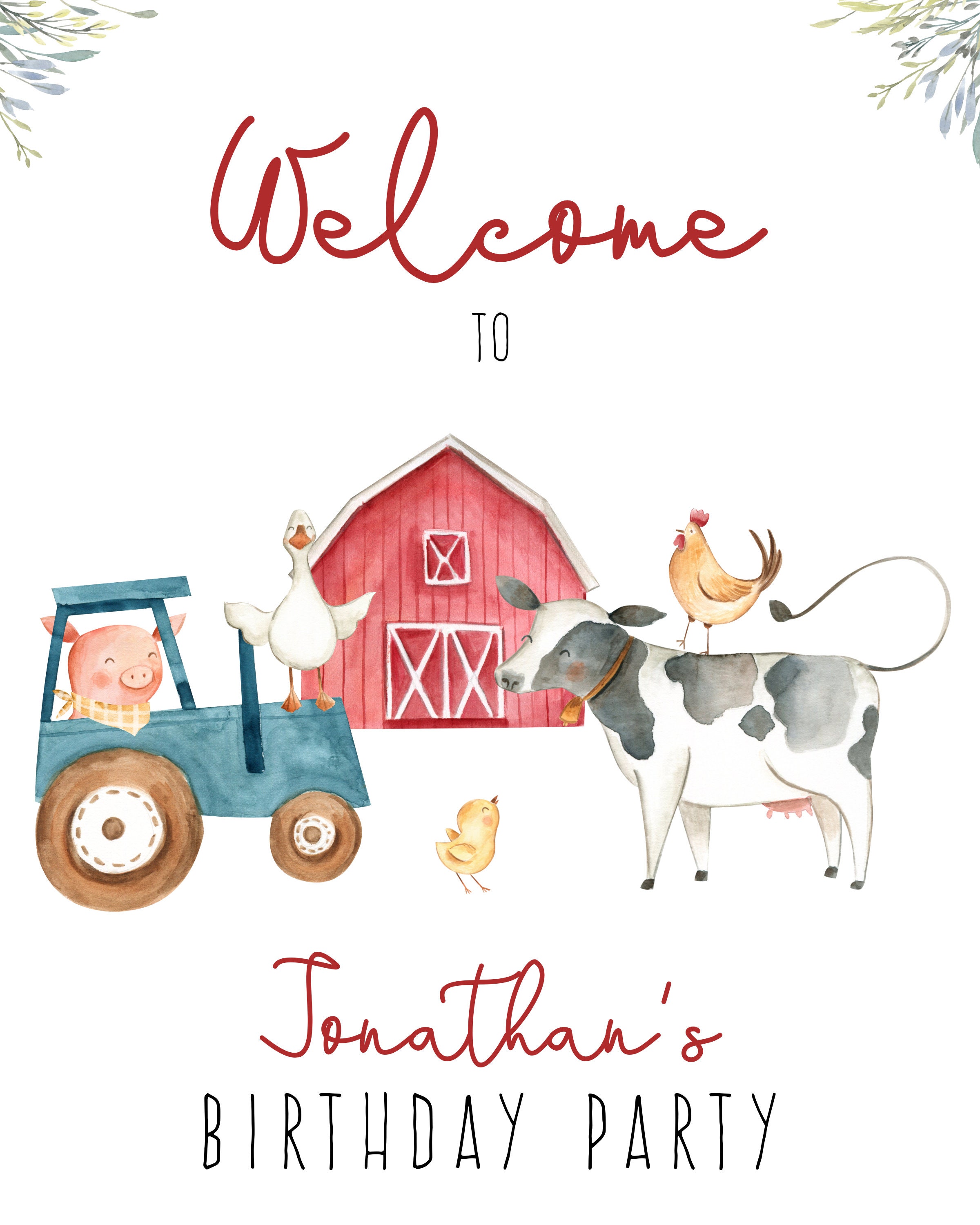 Farm Welcome Sign | Farm Birthday Decorations | Farm Party Welcome Sign ...
