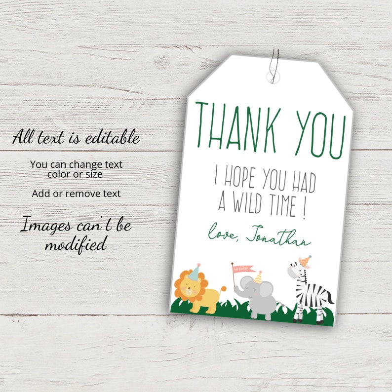 Jungle Thank You Tags Jungle Favor Tags Gift Tags | Etsy