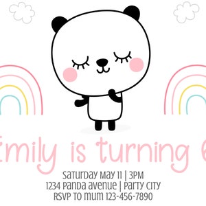 Panda Birthday Invitation | Party Invitation | INSTANT DOWNLOAD ...