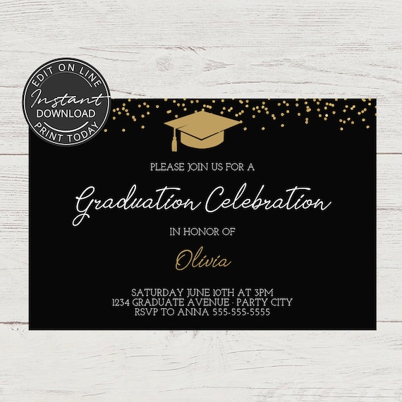 Graduation Invitations Graduation Party Invitation INSTANT | Etsy