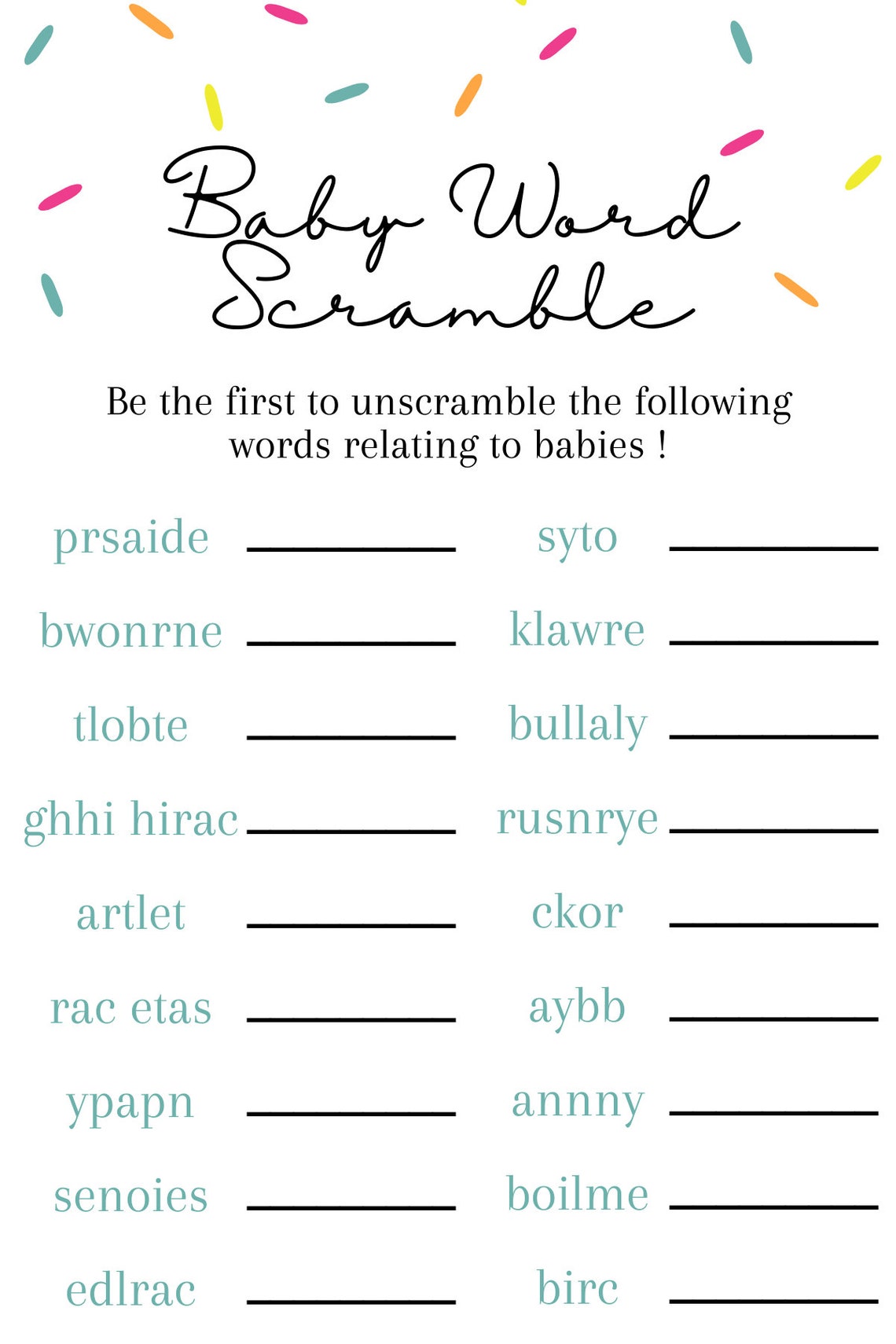 Baby Shower Games Bundle | Baby Sprinkle Games | INSTANT DOWNLOAD ...