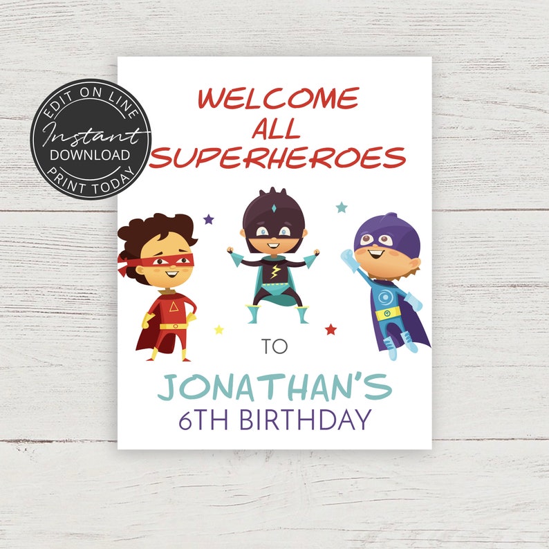 Superhero Birthday Decorations Welcome Sign Superhero - Etsy