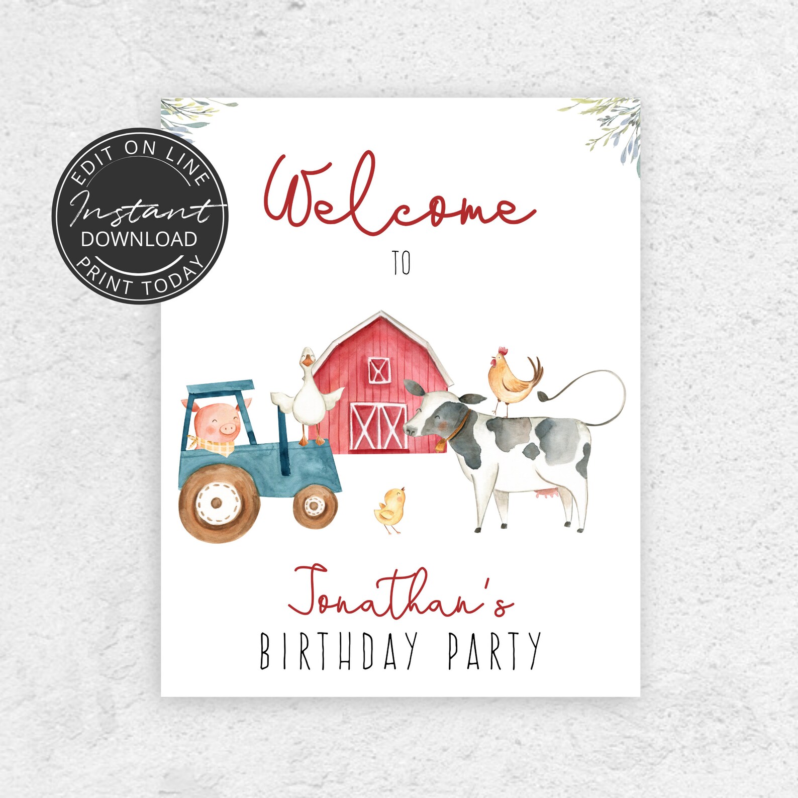 Farm Welcome Sign | Farm Birthday Decorations | Farm Party Welcome Sign ...