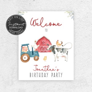 Farm Welcome Sign | Farm Birthday Decorations | Farm Party Welcome Sign ...