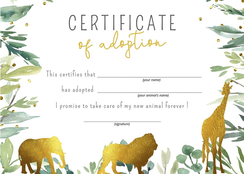 Safari Birthday Decorations | Adopt an Animal Birthday Sign | Gold ...