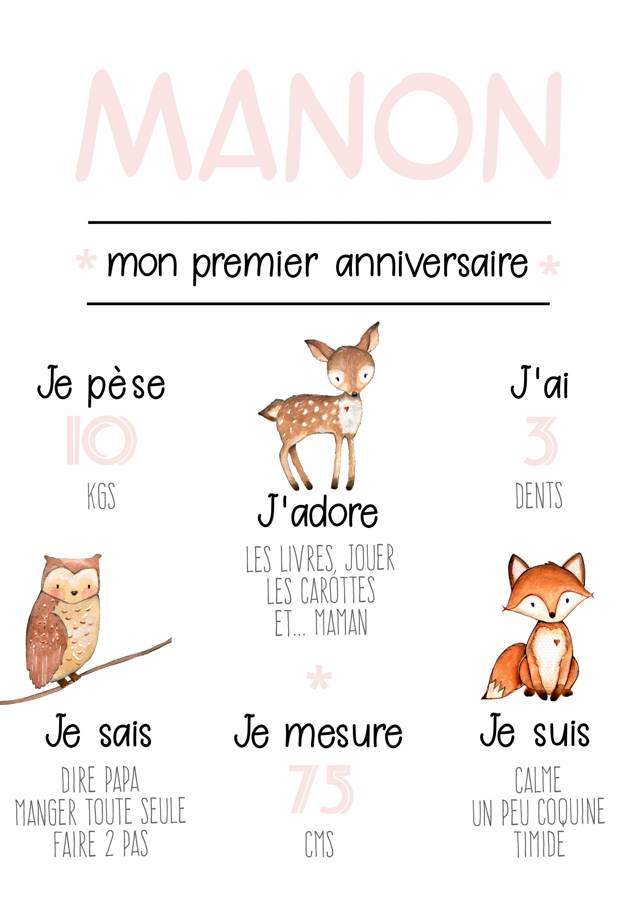 Woodland Birthday Decoration, First Birthday Poster Instant Download ...