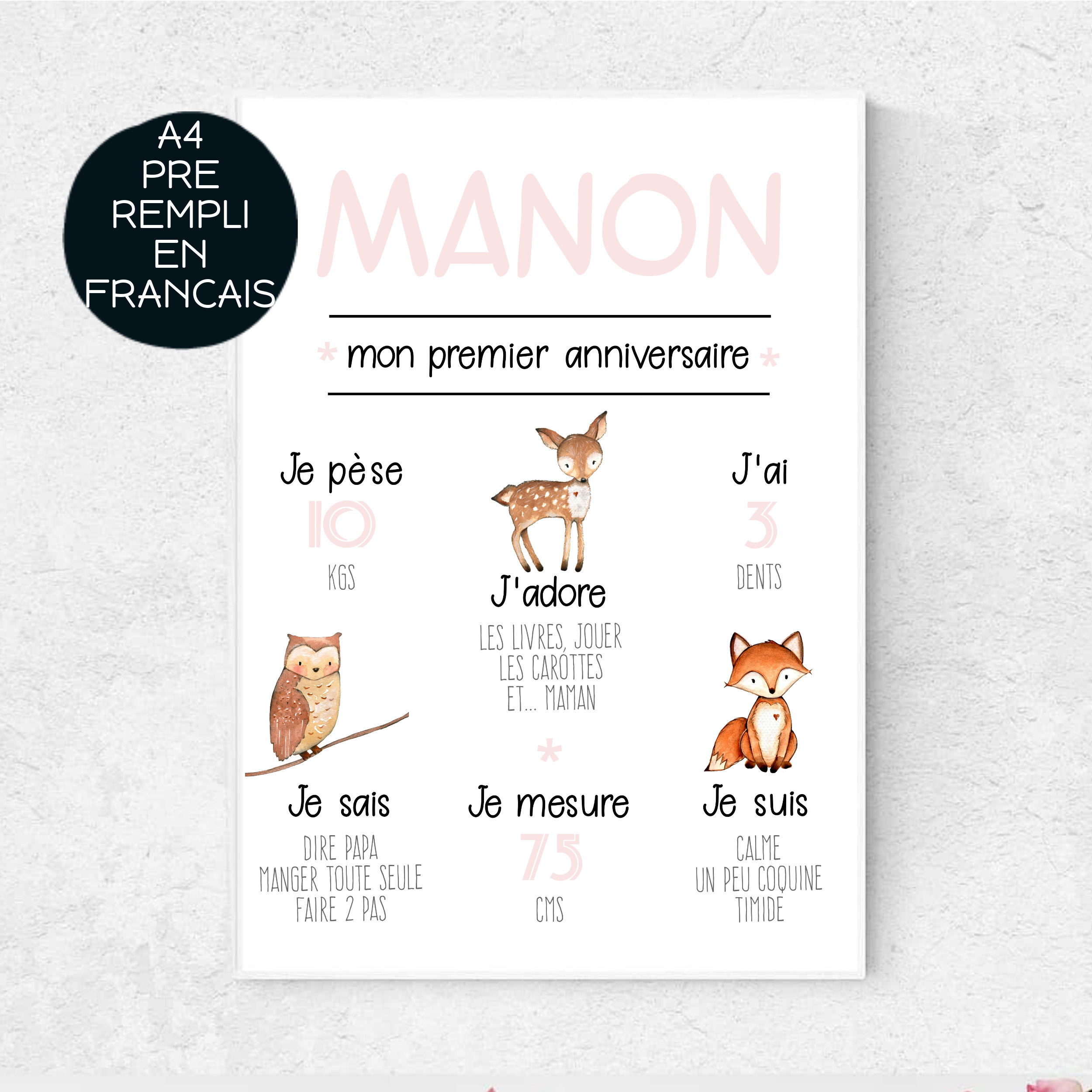 Woodland Birthday Decoration, First Birthday Poster Instant Download ...