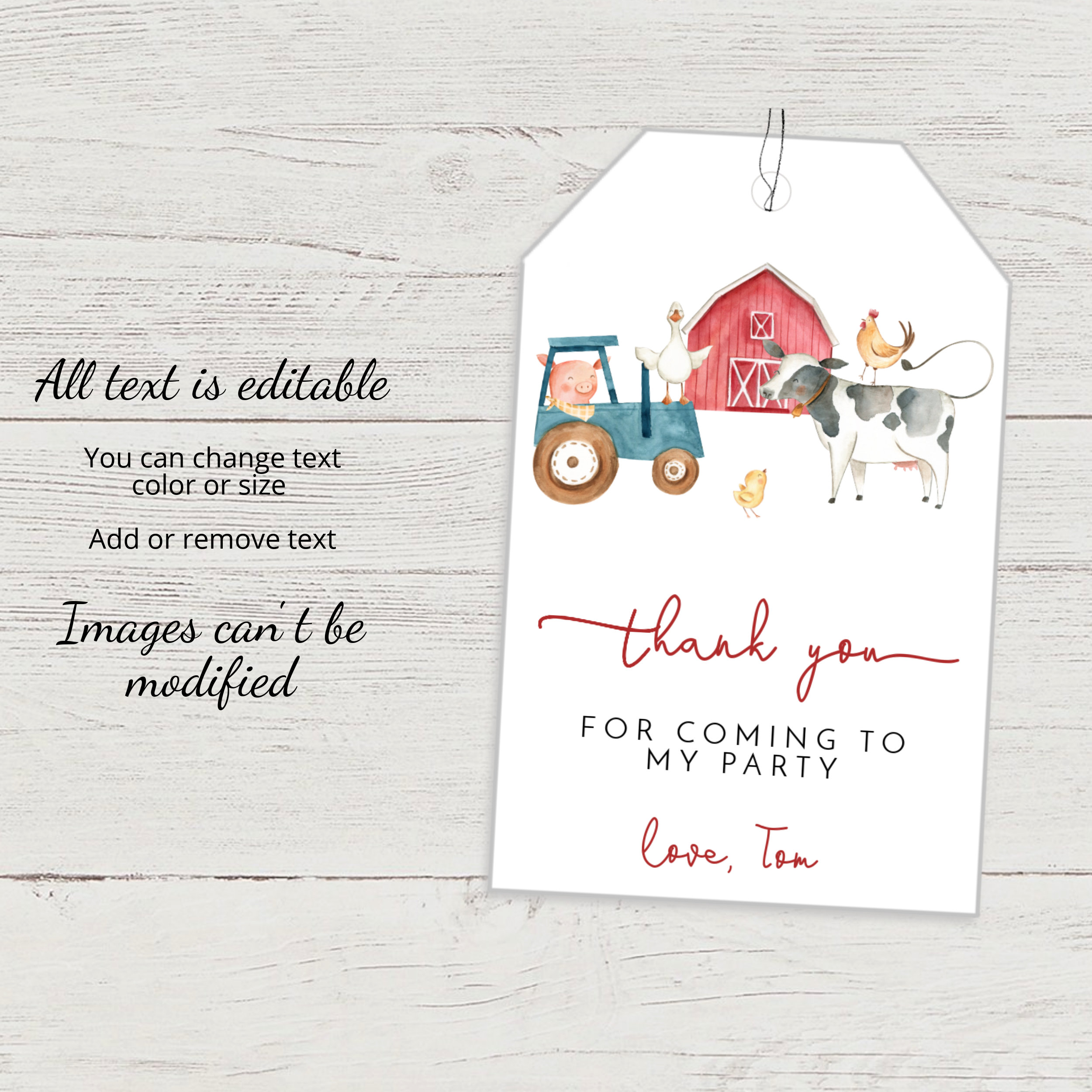 Farm Thank You Tags | Farm Favor Tags | Gift Tags | INSTANT DOWNLOAD ...