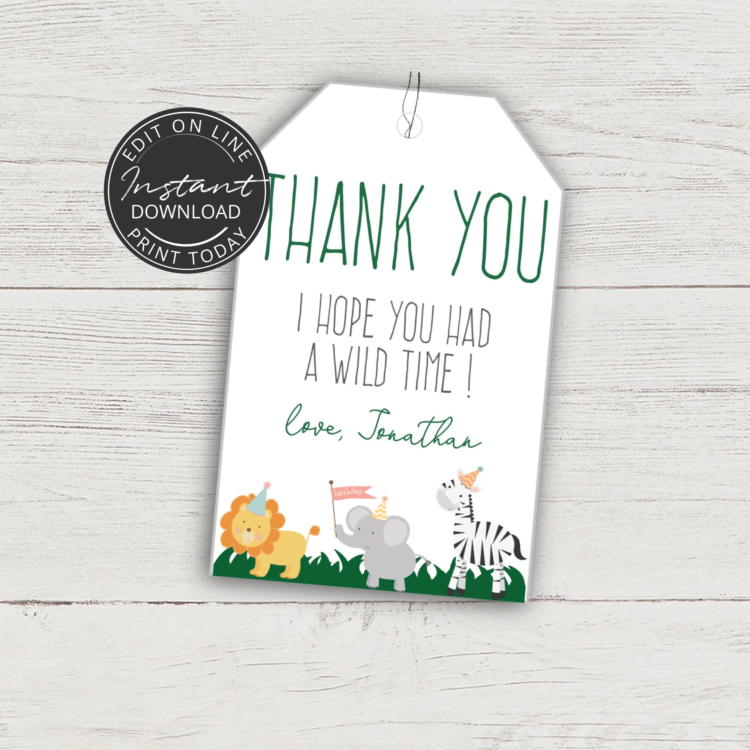 Jungle Thank You Tags Jungle Favor Tags Gift Tags - Etsy