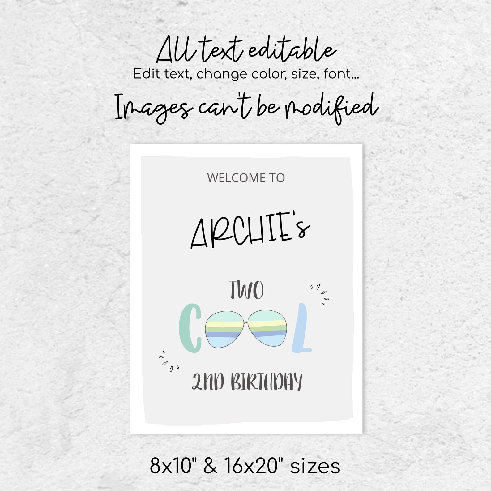 Two Cool Birthday Party Decorations | Two Cool Party Welcome Sign ...