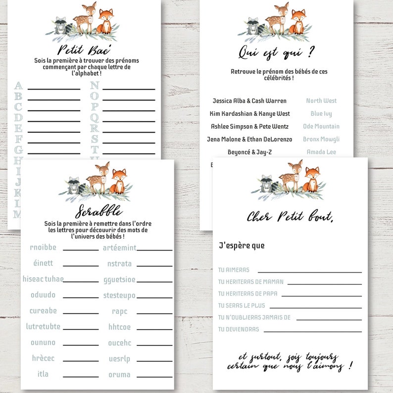 Woodlands Baby Shower Games Bundle | INSTANT DOWNLOAD | Printable Games ...