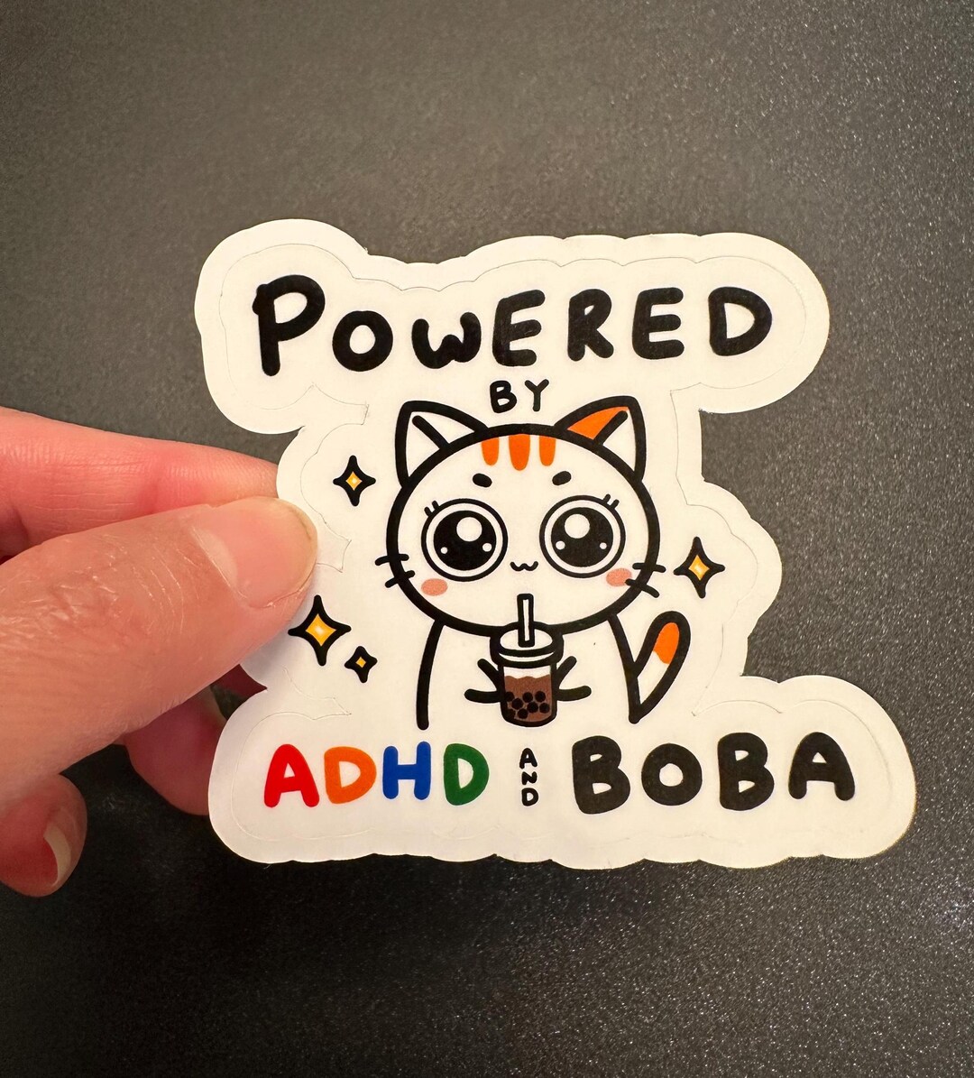 Cute Cat ADHD Sticker - Glossy Vinyl Sticker - Waterproof Sticker ...