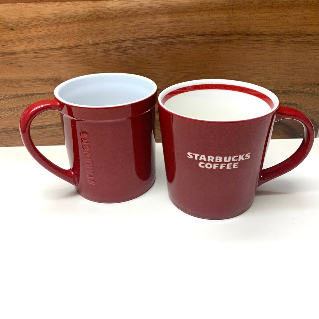 TWO Starbucks 16 Fluid Oz RED Ceramic Coffee Mugs, 4 Inches Tall - Etsy