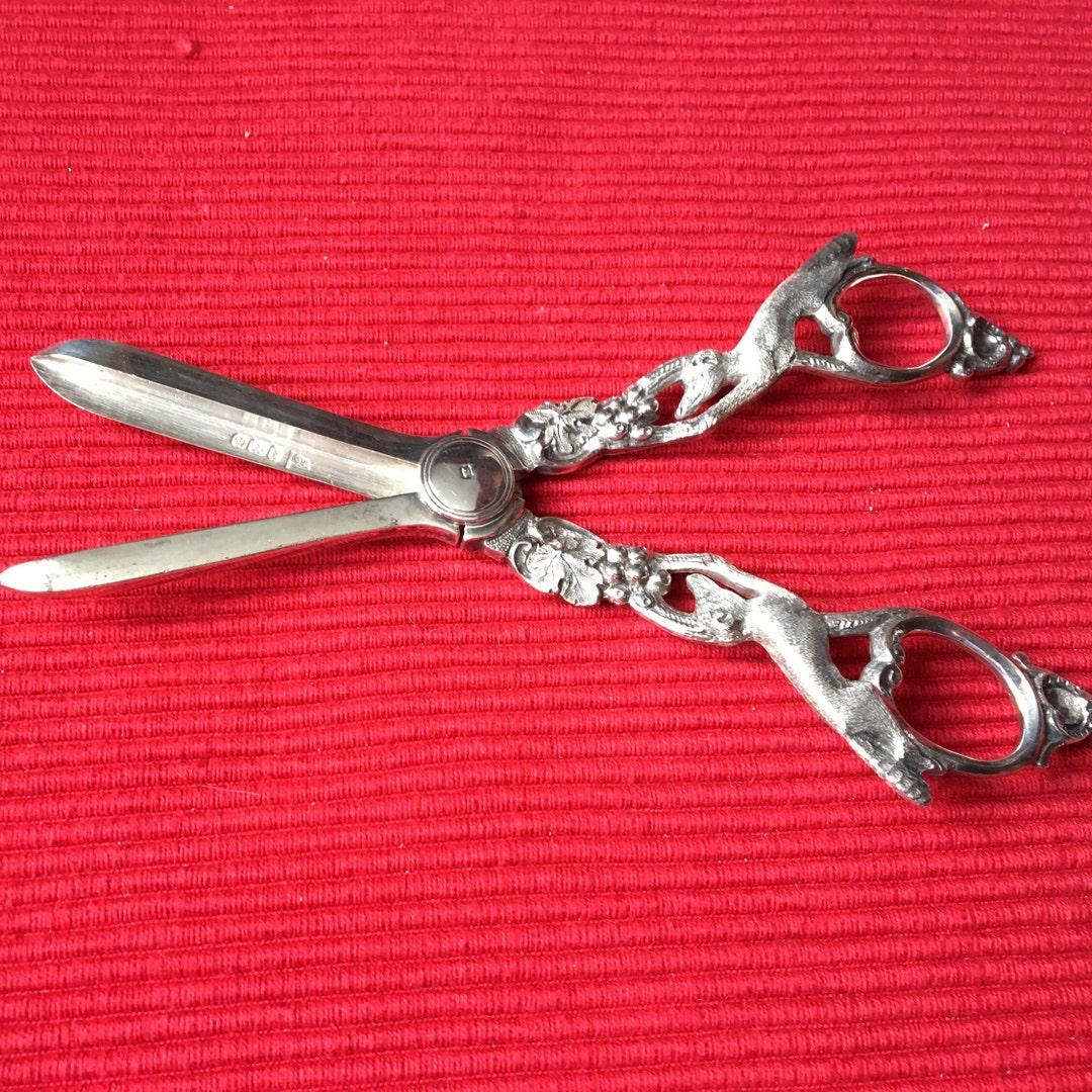 Victorian STERLING SILVER Grape SCISSORS Shears...figural...walker ...