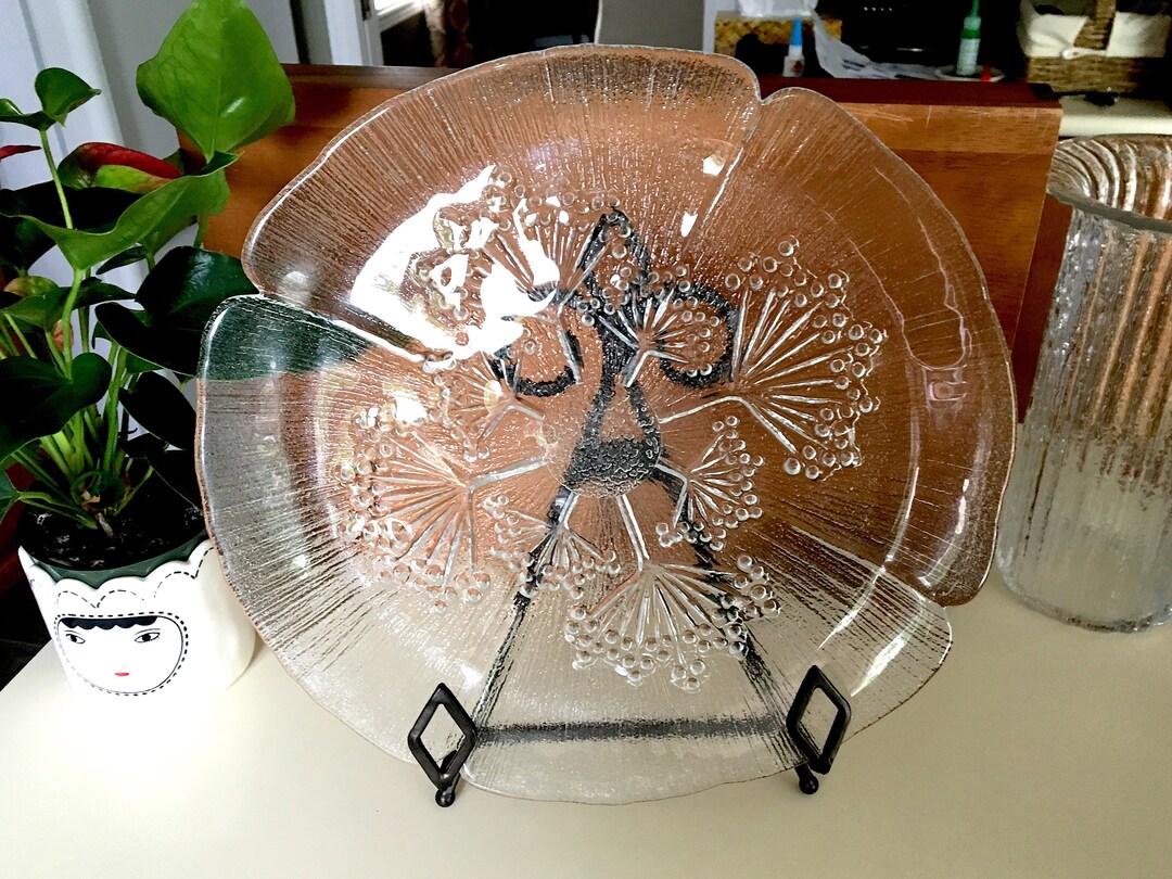 Lasisepät 'cow Parsley' 12.75" Large Crystal PLATTER, Pertti Kallioinen ...
