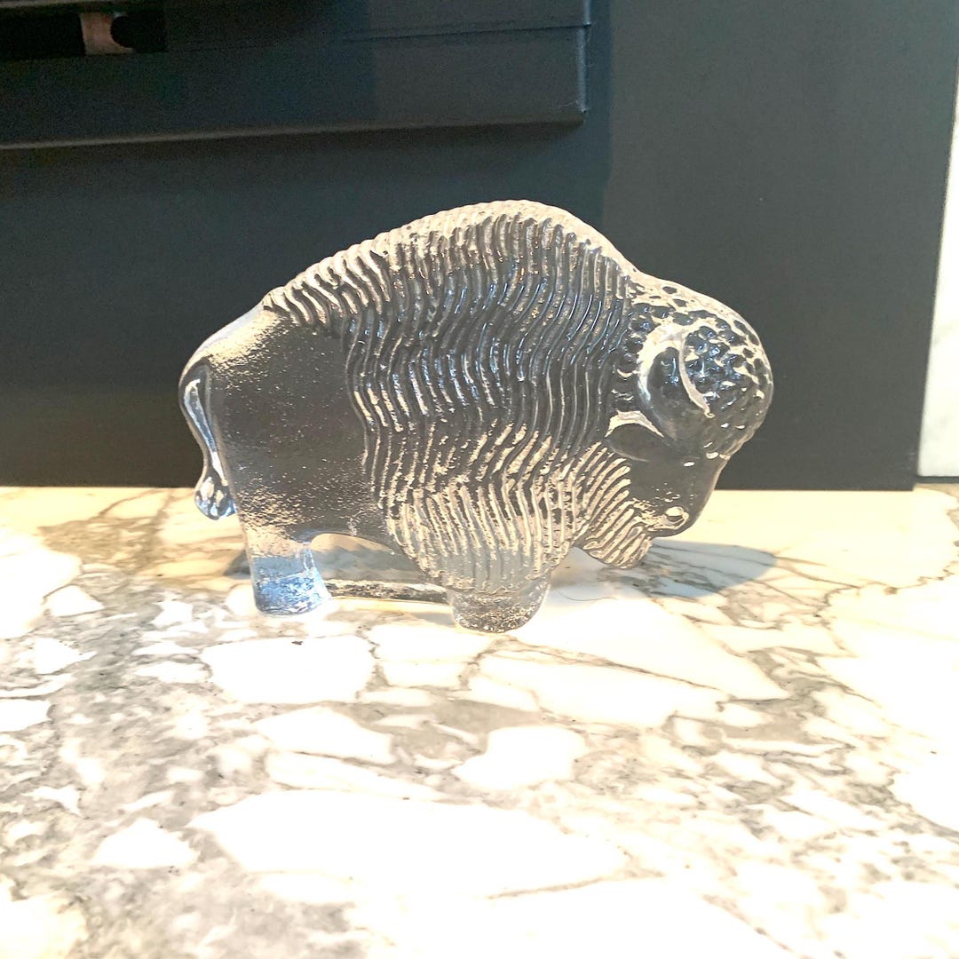 Lisa Larson Large BISON, Crystal Buffalo, Royal Krona, Sweden, Lisa ...