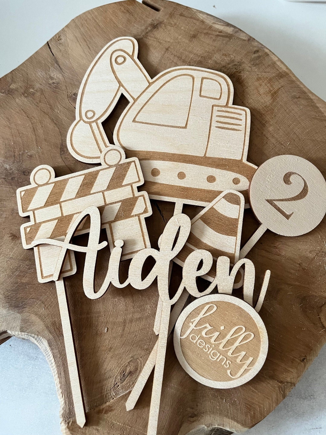 Excavator Cake Topper Personalized Wooden Cake Topper Birthday ...
