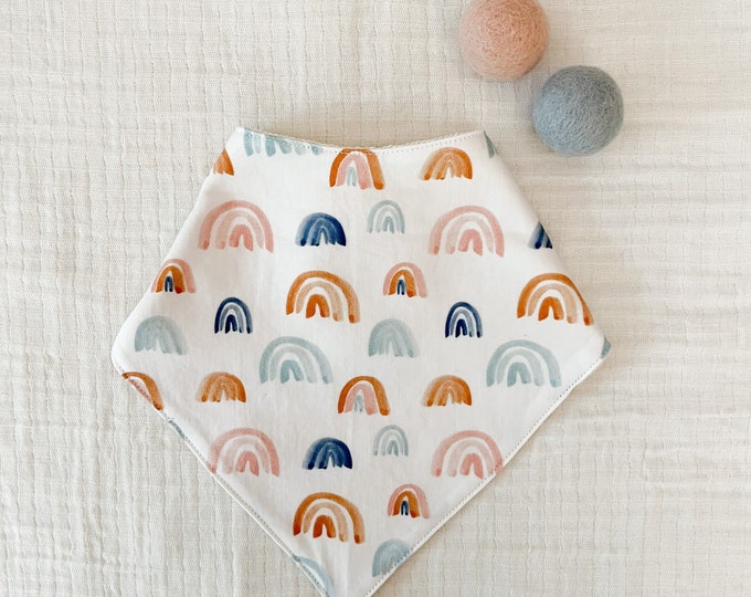 Organic Baby Bandana Bib: Neutral Rainbow Print Drool Catcher - Etsy