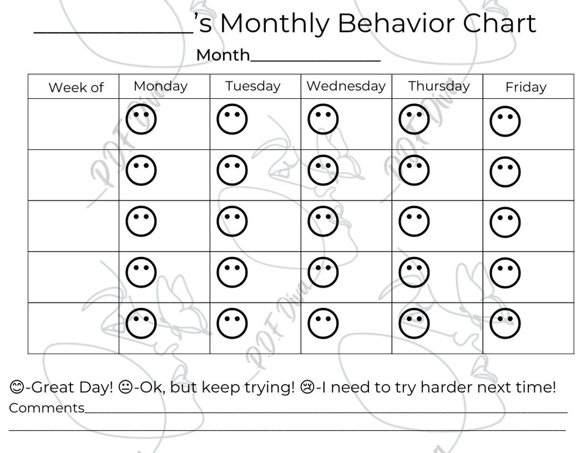 Monthly Behavior Chart - Etsy