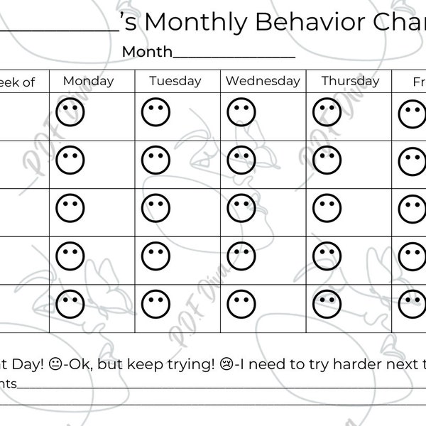 Monthly Behavior Chart for Teachers - Etsy