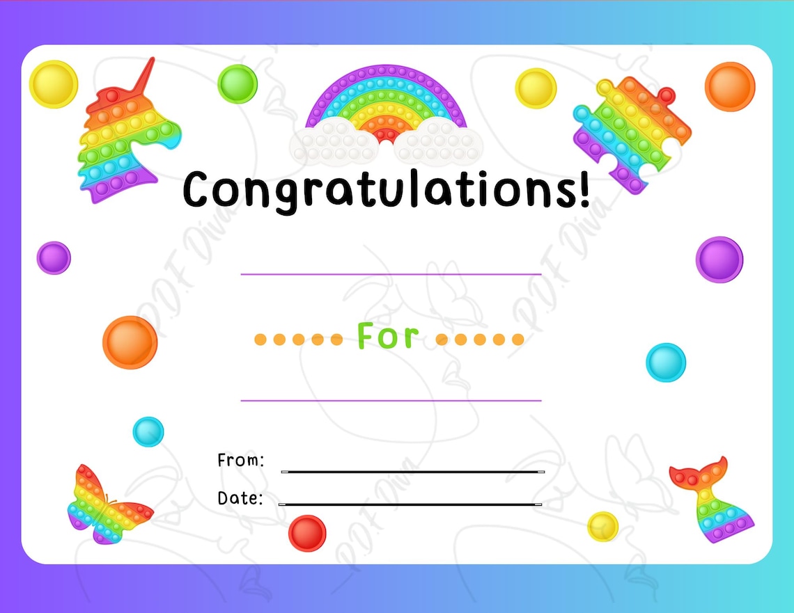 Certificates, Preschool Awards, Awards, Pop-it, Colorful Certificate ...