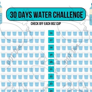 30 Day Water Challenge Fillable Pdf - Etsy