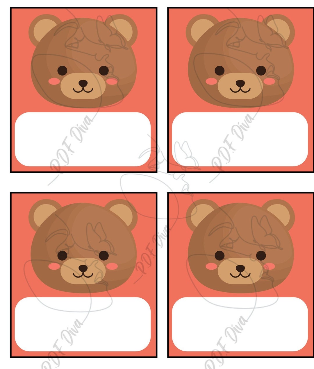 Bear Labels Fillable Pdf, Fillable, Editable, Printable,digital ...